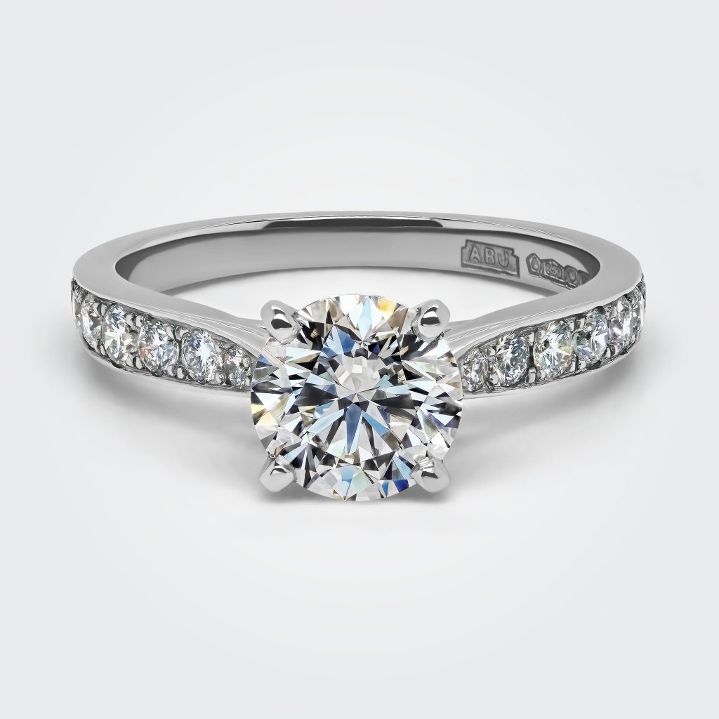 Ella Brilliant Round Cut Diamond Thread Shoulder Engagement Ring - Alan ...