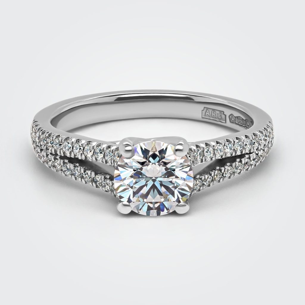 Mila Round Brilliant Cut Diamond Split Shoulders Engagement Ring - Alan ...