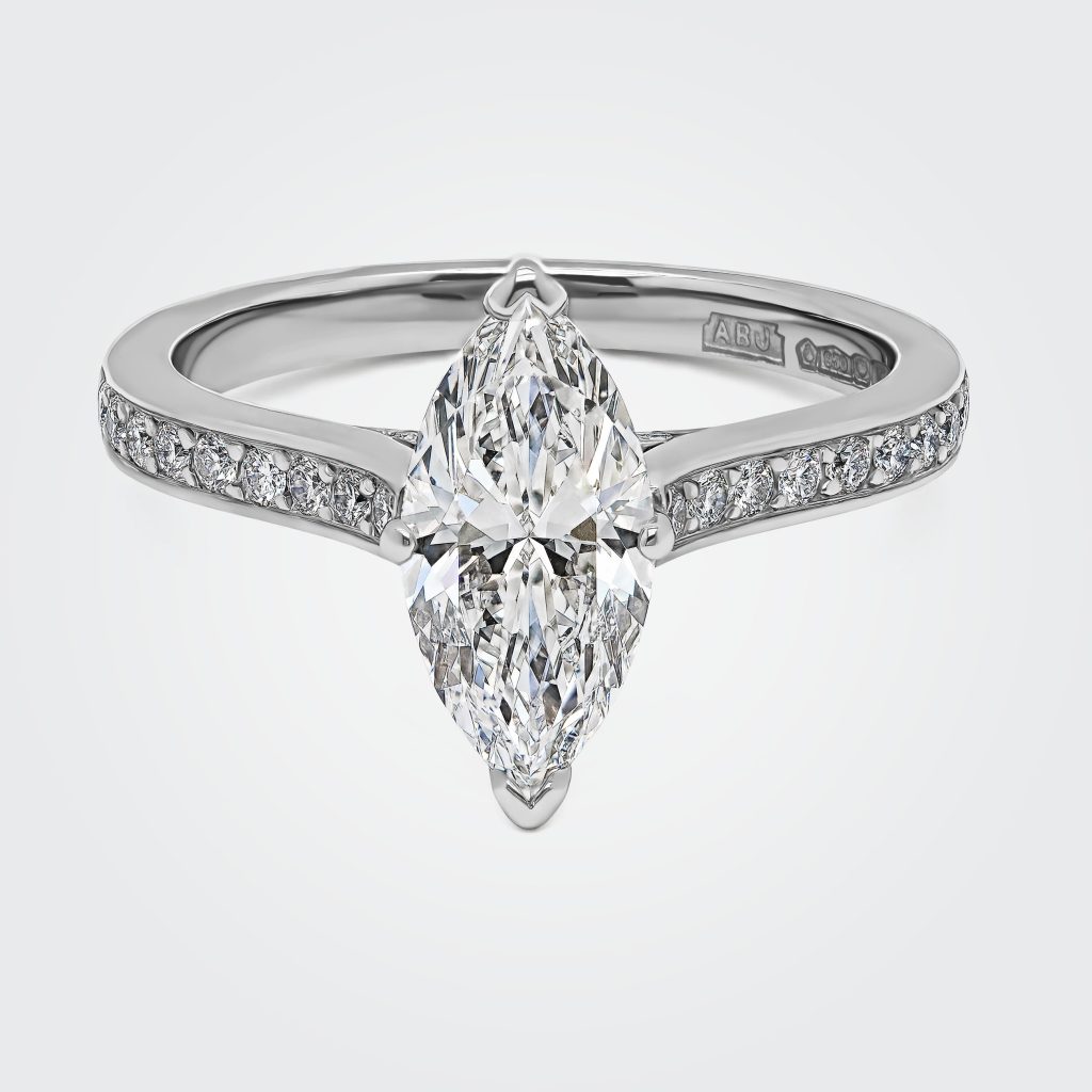Noa Marquise Cut Diamond Thread Shoulders Engagement Ring - Alan Bick