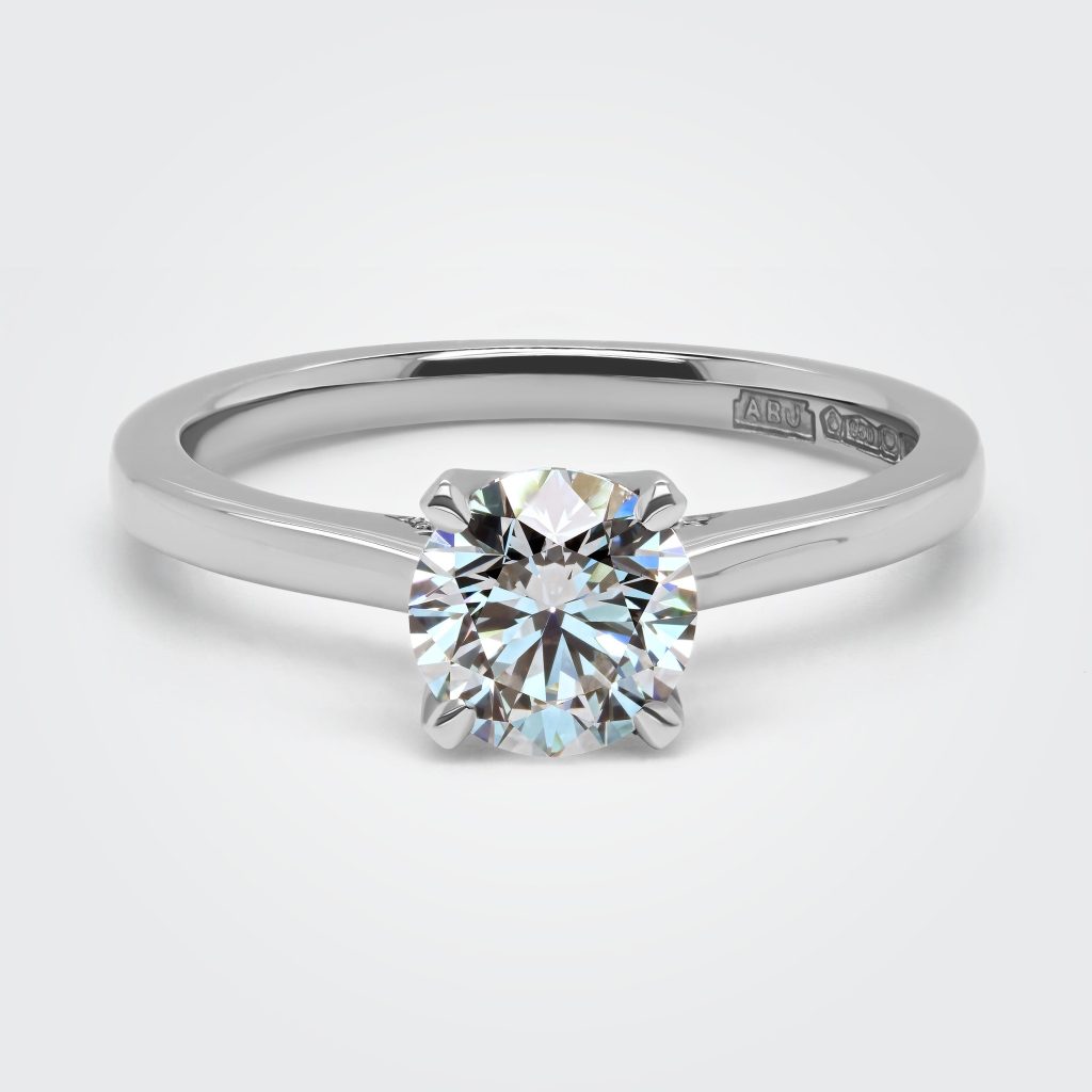 Rocher Brilliant Round Cut Diamond Hidden Halo Engagement Ring - Alan Bick