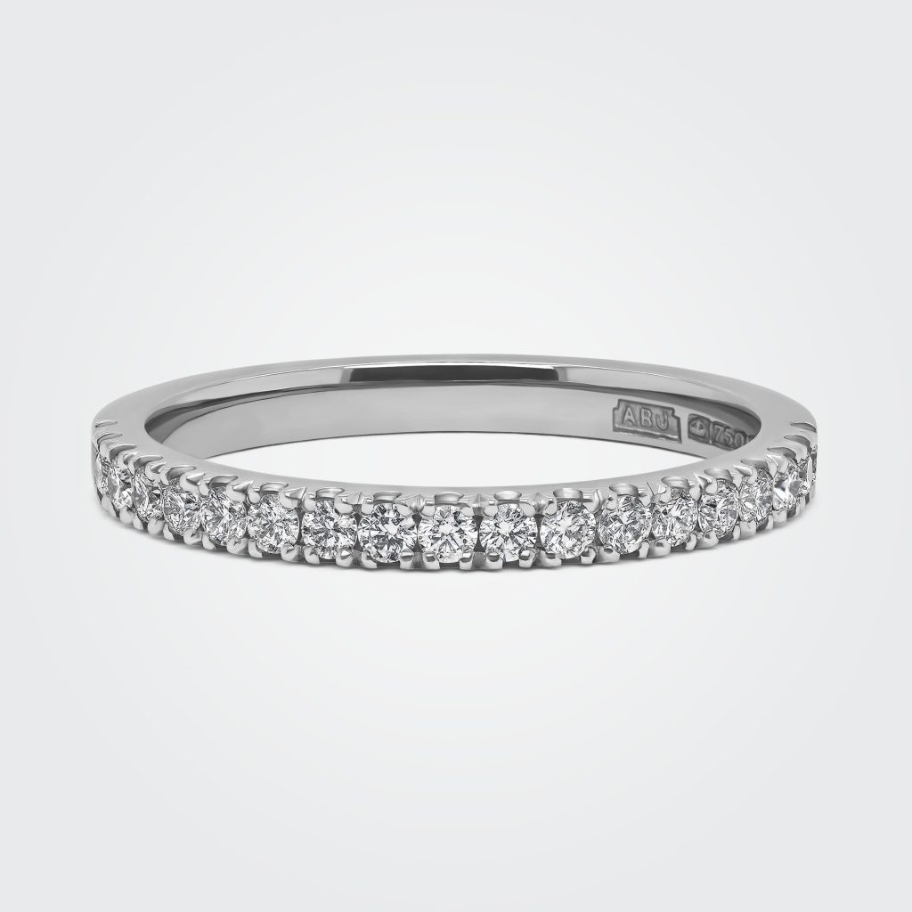 April Round Brilliant Cut Diamonds Microset Platinum Wedding Band - Alan Bick