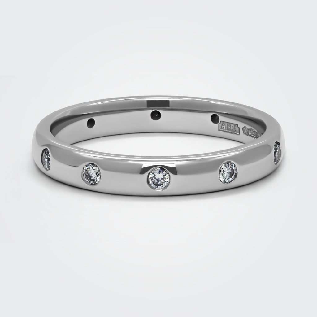 Donna Round Brilliant Diamond Rubover Set Platinum Wedding Band - Alan Bick