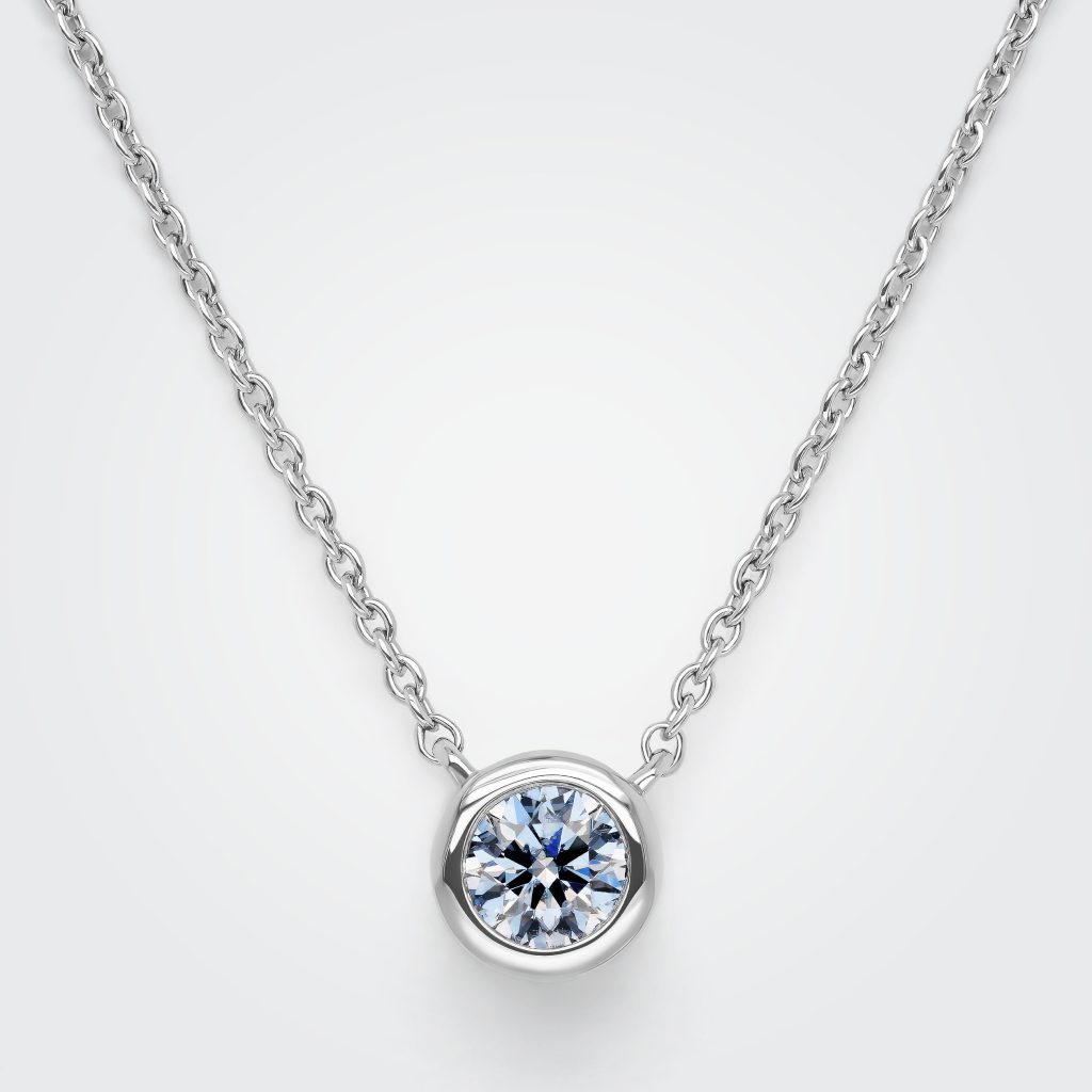 Octavia Round Diamond 0.20ct Rubover 18ct White Gold Pendant - Alan Bick