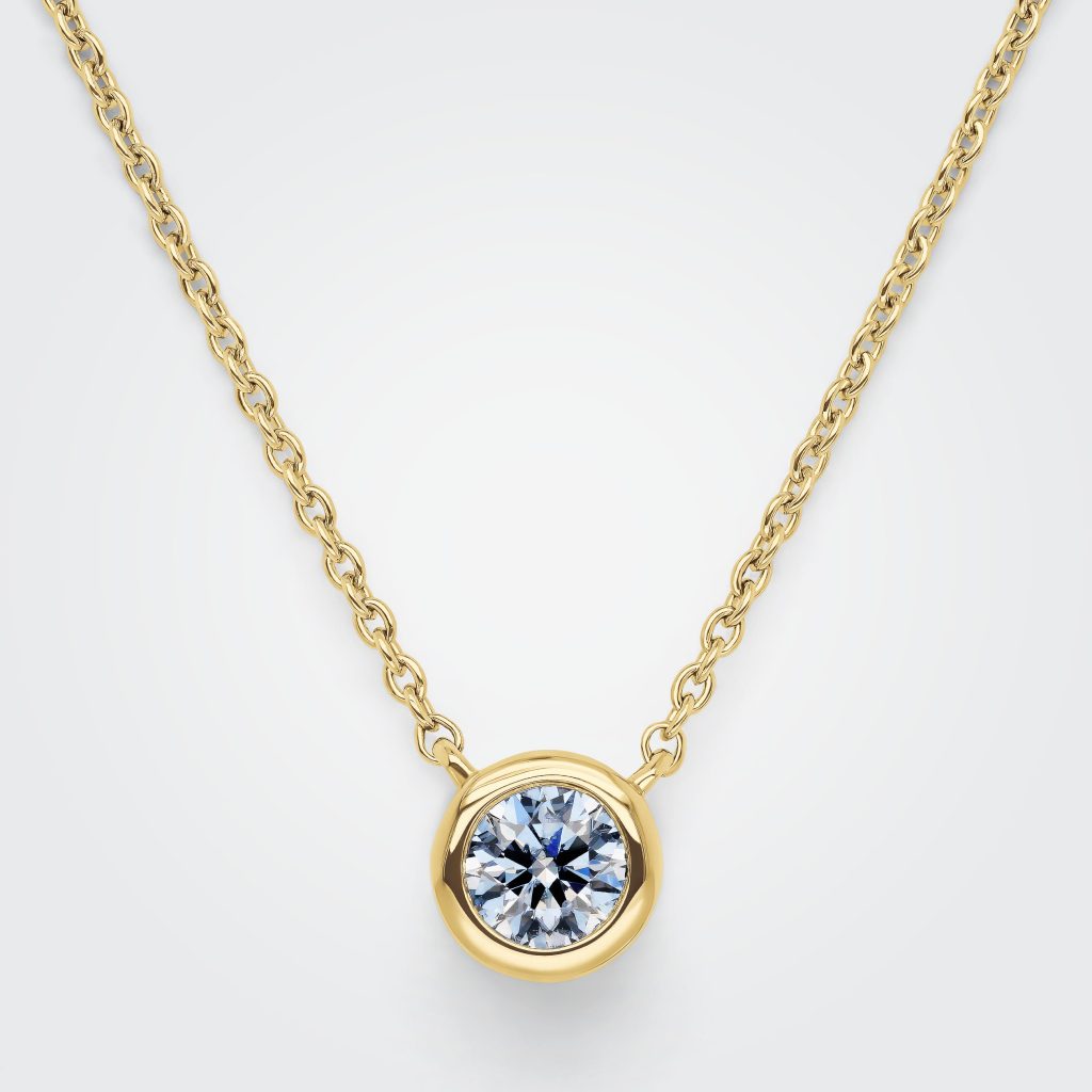 Octavia Round Diamond 0.20ct Rubover 18ct Yellow Gold Pendant - Alan Bick