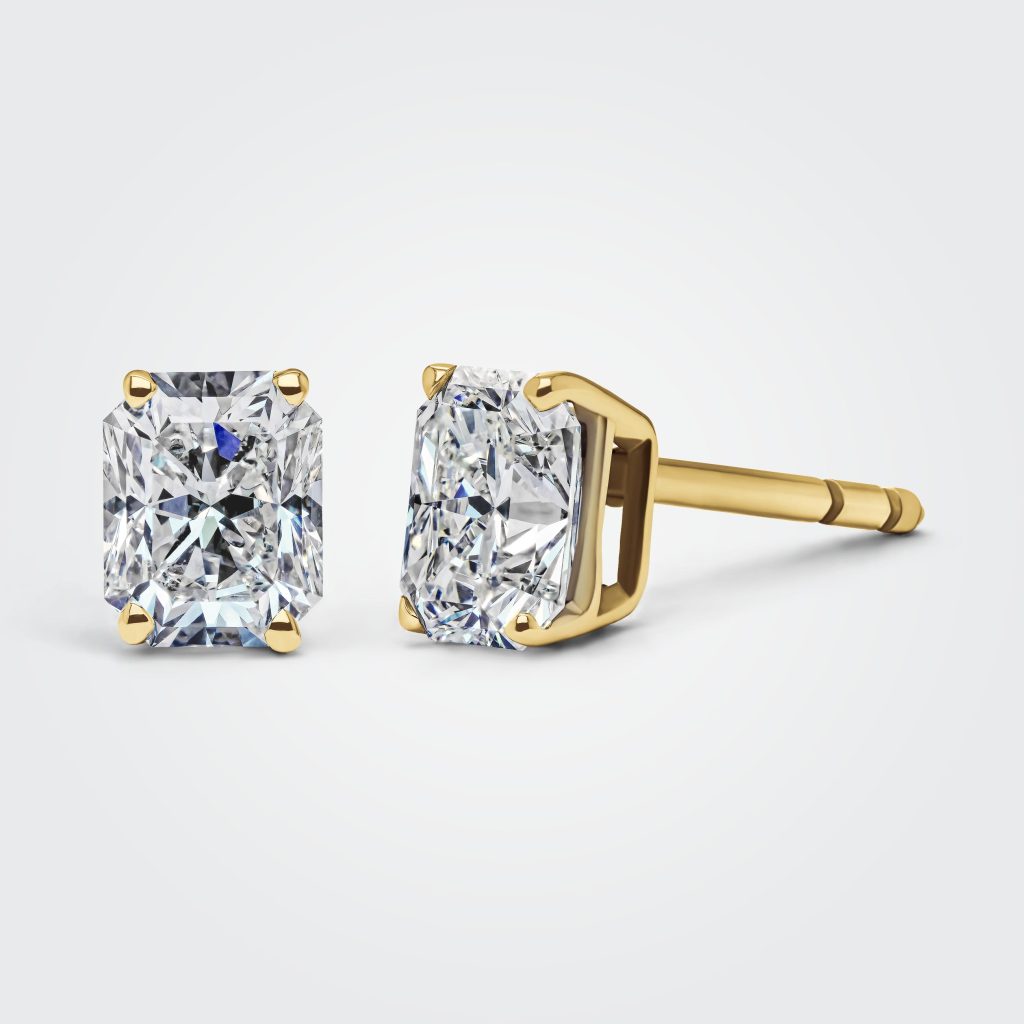 Olivia Emerald Cut Diamond 1.40ct Solitaire 18ct Yellow Gold Earrings ...
