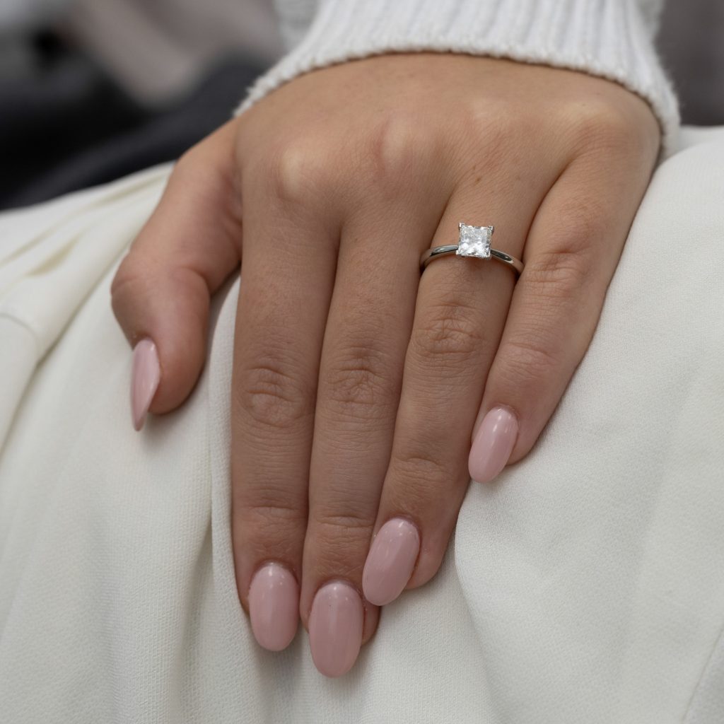 0.91ct Cruz Princess Cut Diamond Solitaire Platinum Engagement Ring - Alan Bick