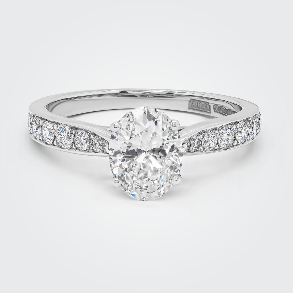 Ella Oval Cut Diamond Thread Shoulder Engagement Ring - Alan Bick
