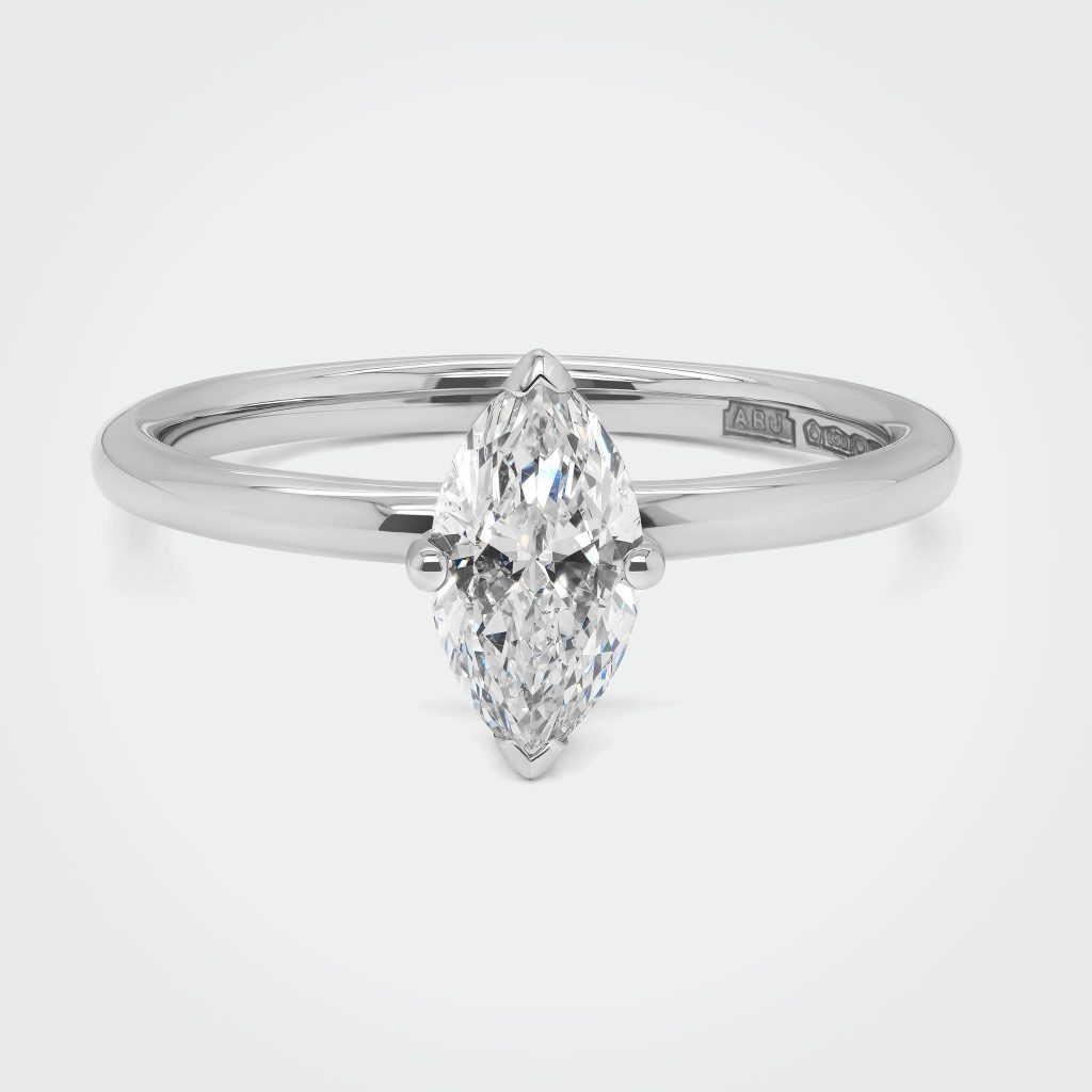 Lea Marquise Diamond Hidden Halo Engagement Ring - Alan Bick