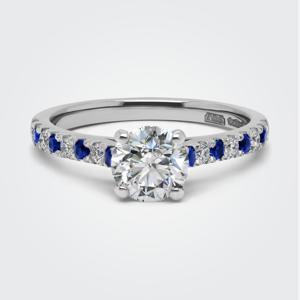 Adina Round Brilliant Cut Diamond Microset Sapphire Shoulders ...
