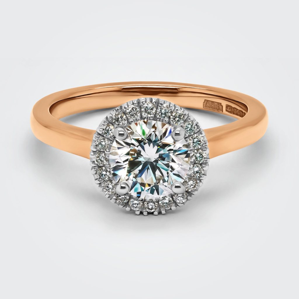 Hailey Round Brilliant Cut Diamond Halo Engagement Ring - Alan Bick