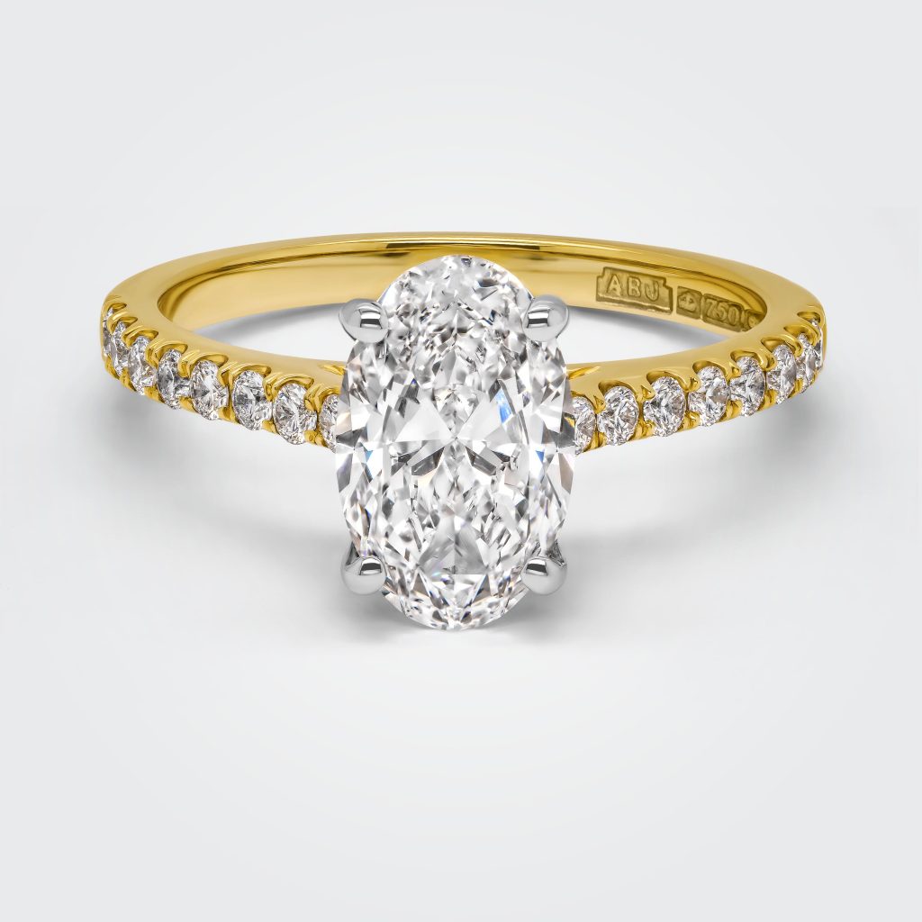 Adina Oval Cut Diamond Microset Shoulder Engagement Ring - Alan Bick