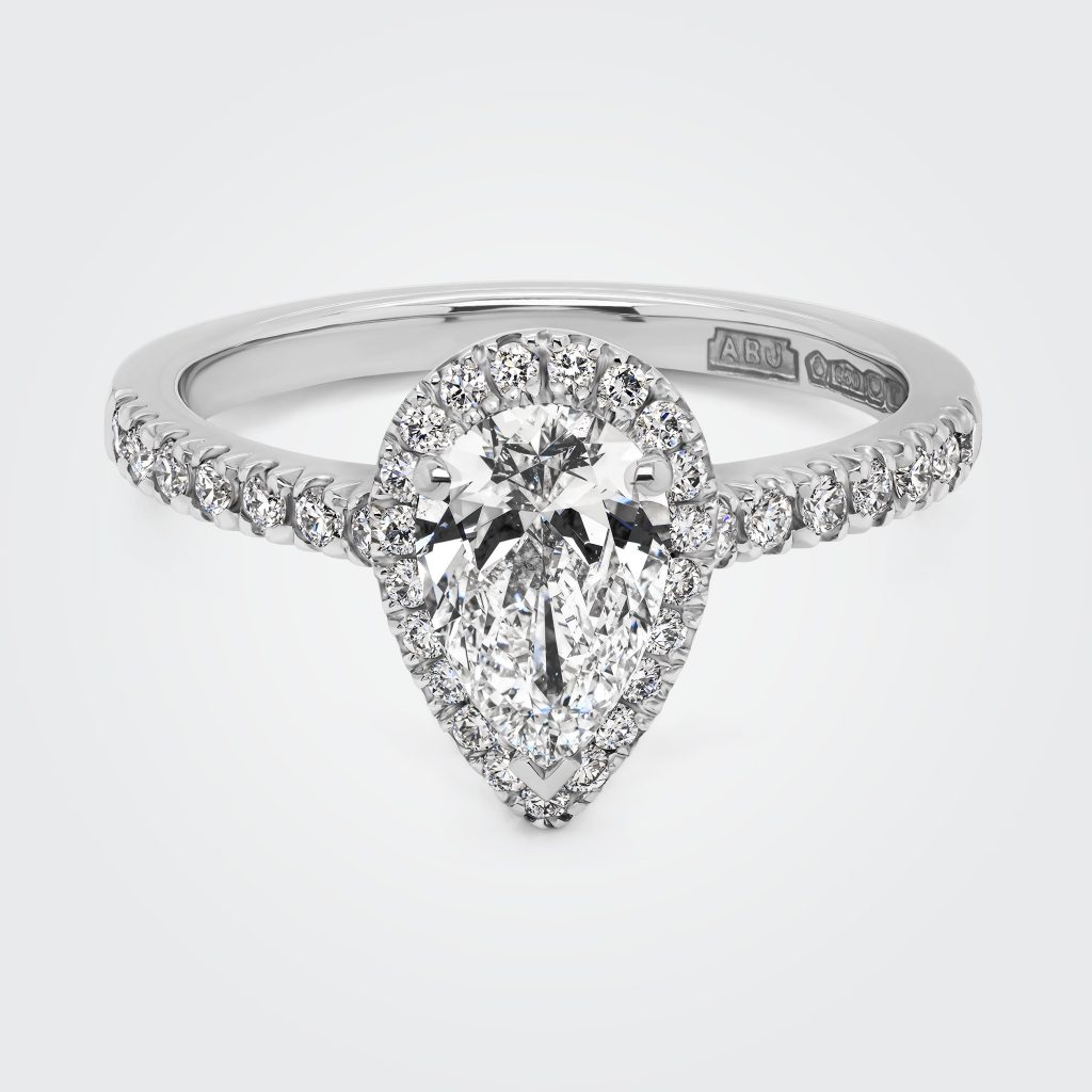 Alise Pear Cut Diamond Halo Engagement Ring - Alan Bick