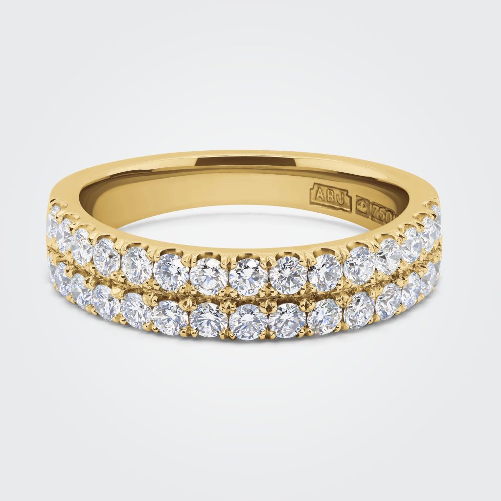 May Round Diamonds Double Row 18ct Yellow Gold Eternity Ring - Alan Bick