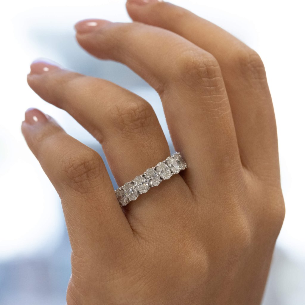 5.50ct Kitty Oval Brilliant Cut Diamonds Claw Set Full Eternity Platinum Ring - Alan Bick