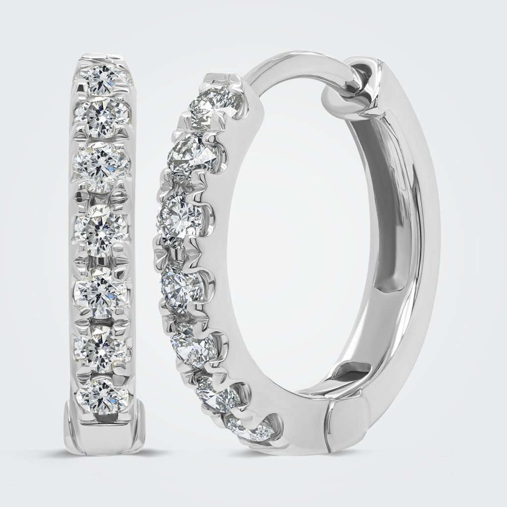 Emma Brilliant Round Diamonds Microset 18ct Yellow Gold Huggy Earrings - Alan Bick