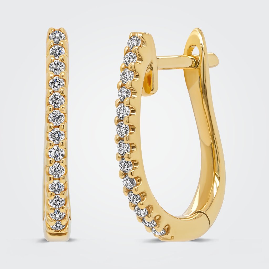 Toni Brilliant Round Diamonds Microset 18ct Yellow Gold Huggy Earrings ...
