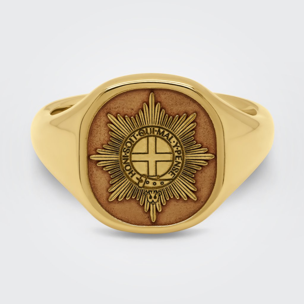 Cold Stream 9ct Yellow Gold Engraved Cushion Design Signet Ring - Alan Bick